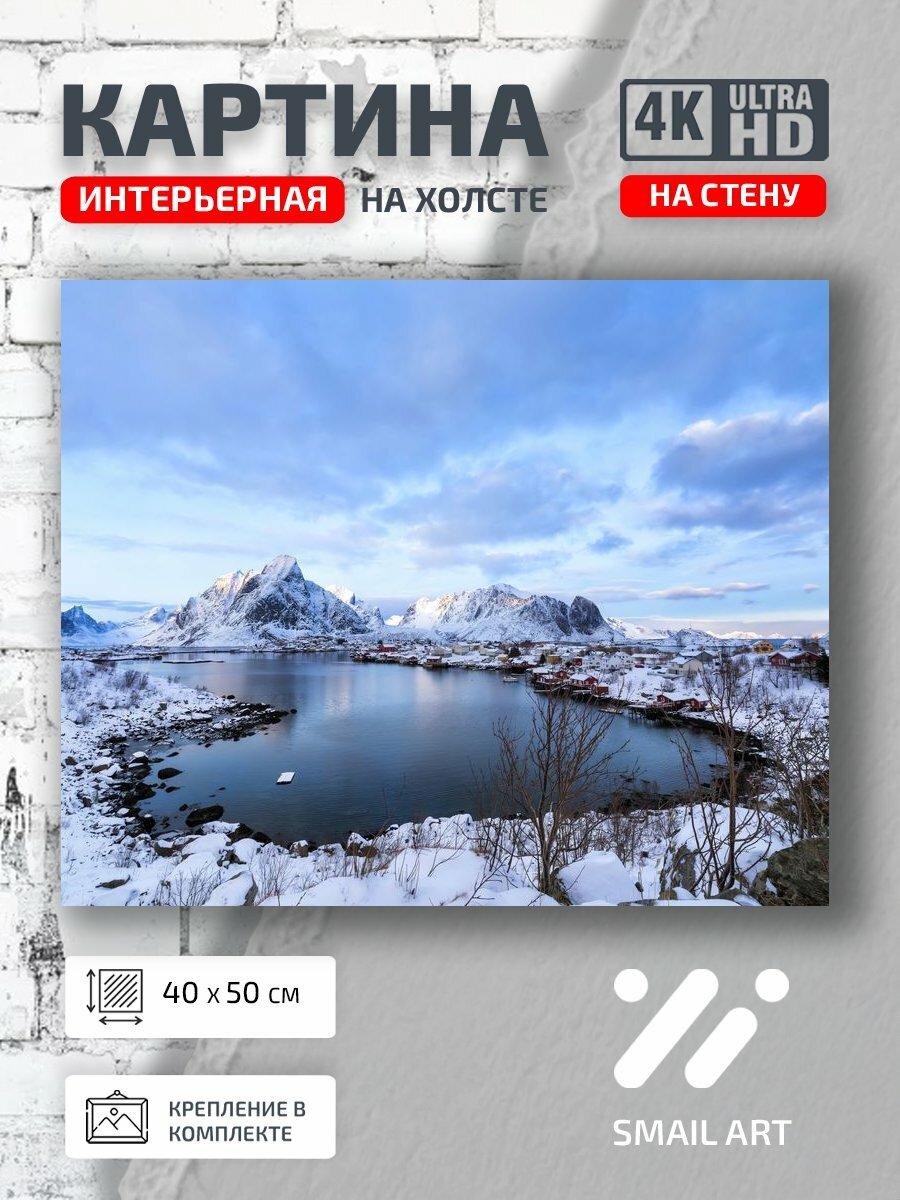 Картина на холсте интерьерная 40 на 50 на стену Снег Landscape для спальни пейзаж интерьер