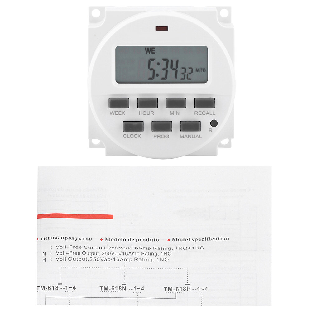 Цифровой электрический прочный программируемый смарт-таймер-переключатель (110 В)