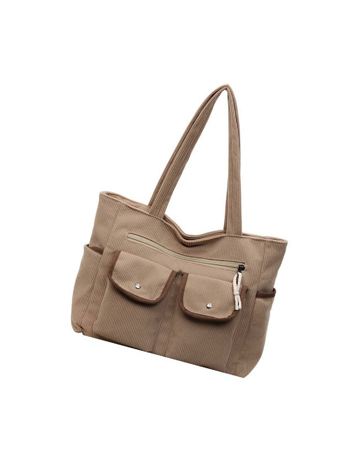 Практичная вельветовая сумка через плечо, повседневная сумка, подходящая для ежедневных поездок в офис