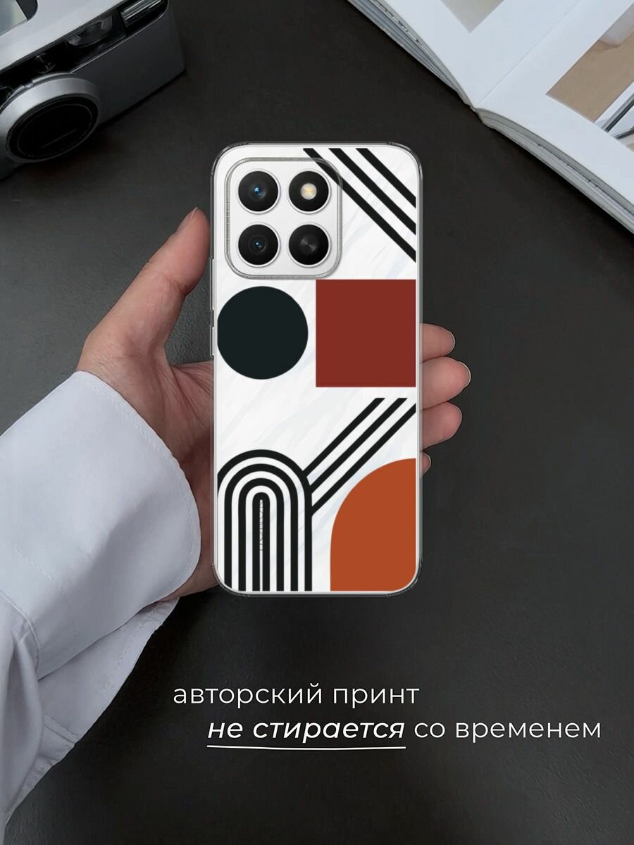 Чехол на Honor X8c / Хонор X8c с принтом Абстрактная композиция, прозрачный — фото 1
