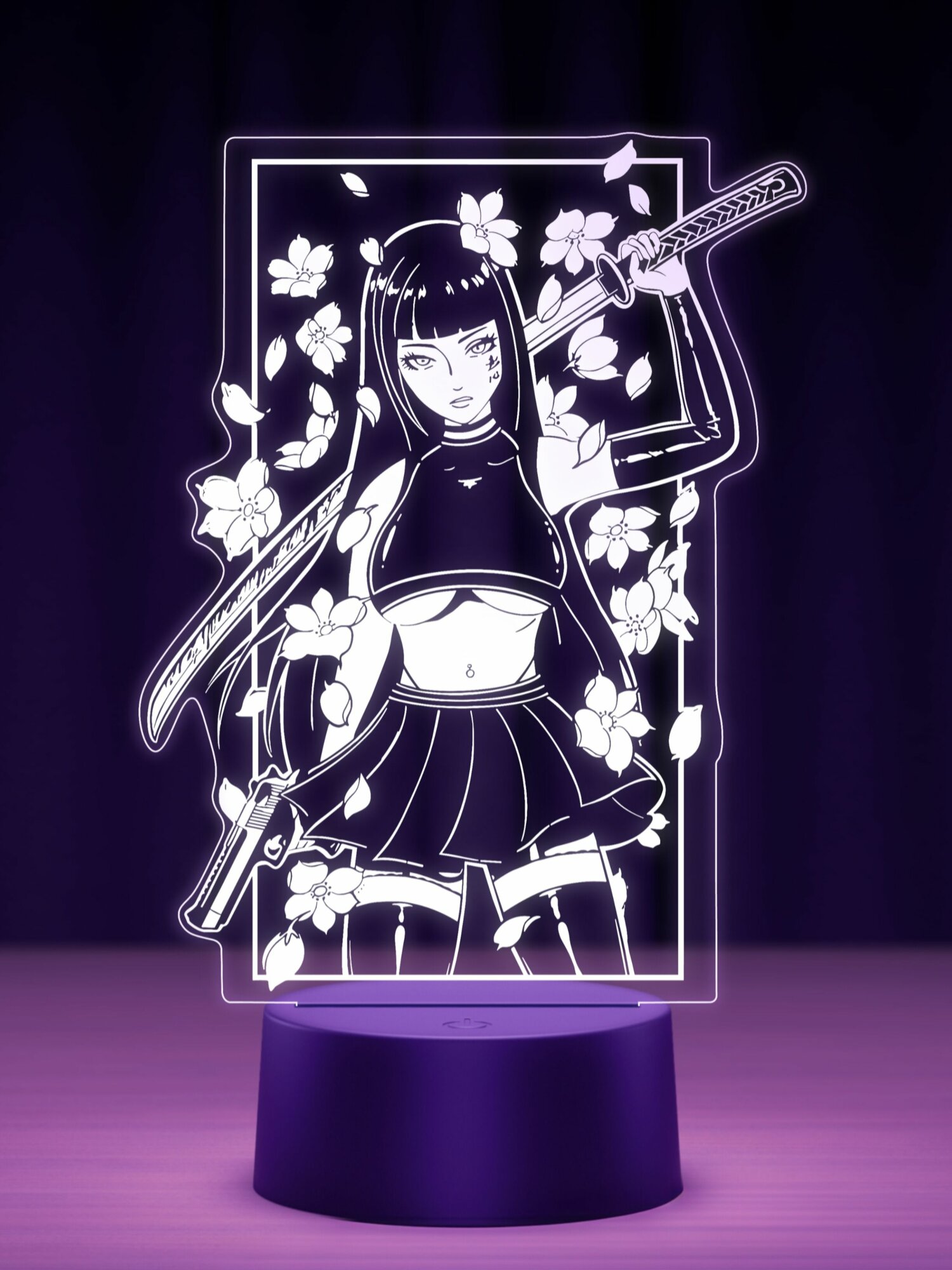 Ночник Аниме Девушка - Самурай в цветах сакуры - Anime Hyakka Ryouran: Samurai Girls. Подарок фанату аниме и манги — декор в комнату с любимыми персонажами, в стиле отаку и японской анимации.