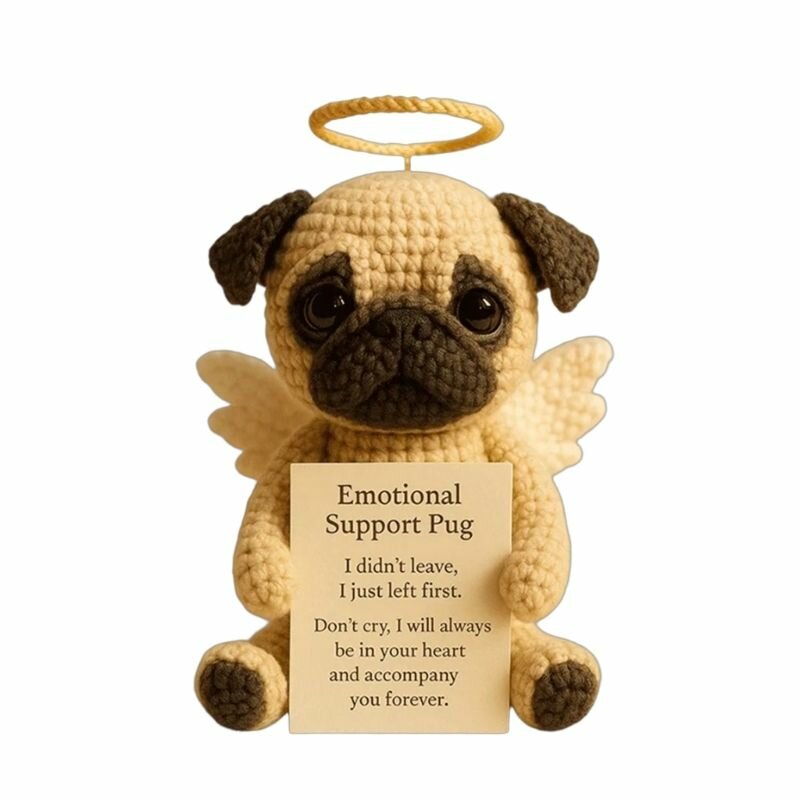 Вязаная Крючком Кукла для Эмоциональной Поддержки Собаки-Мопс