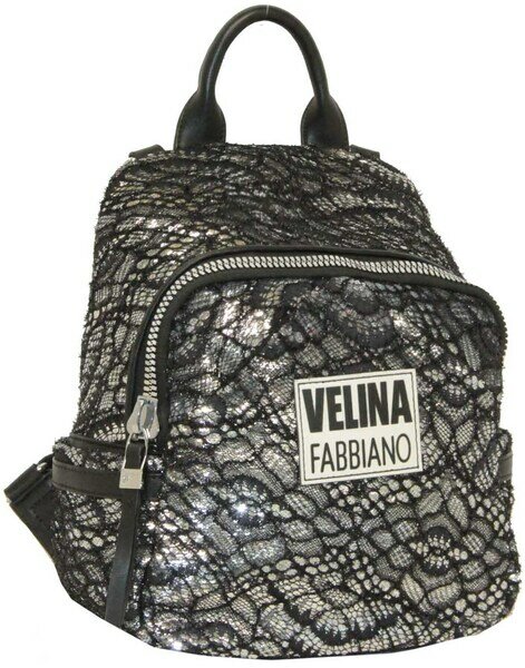 Рюкзак женский кружевной с пайетками серебро Velina Fabbiano* E 531016-20