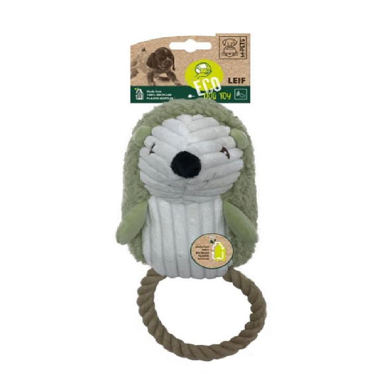 M-PETS Игрушка мягкая для собак ECO Ёжик с канатом, 26см 10640199