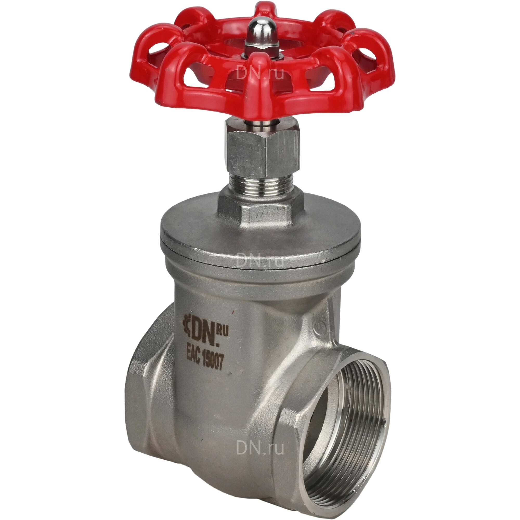 Задвижка клиновая DN. ru 304-304-M-2W-T-S Ду15 Ру16 резьбовая, шпиндель - выдвижной, корпус - нержавеющая сталь SS304, клин - нержавеющая сталь SS304, уплотнение - металл, управление - штурвал