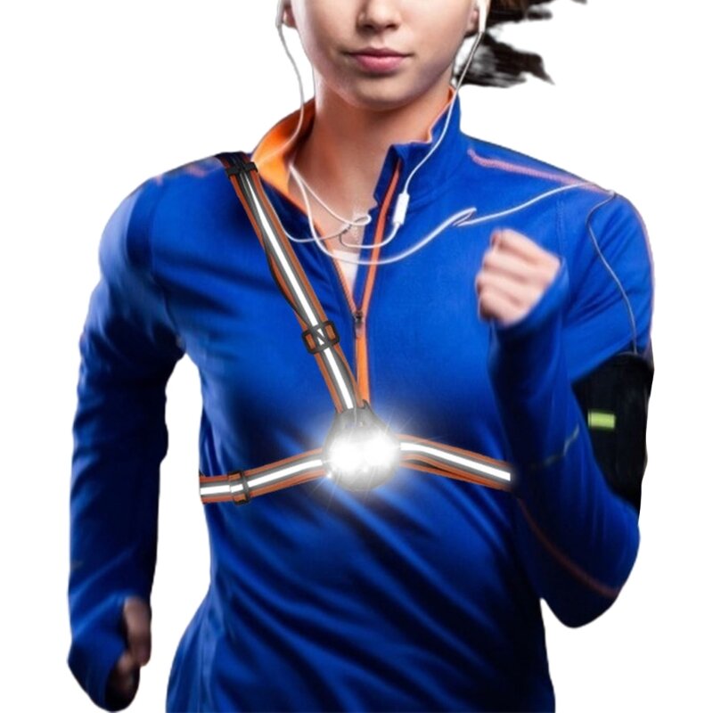 Ночные Ходовые Огни USB Перезаряжаемый Светодиодный Нагрудный Фонарь с Сигнальной Лампой Безопасности, Водонепроницаемая Ходовая Часть IPX4 для Бегуна