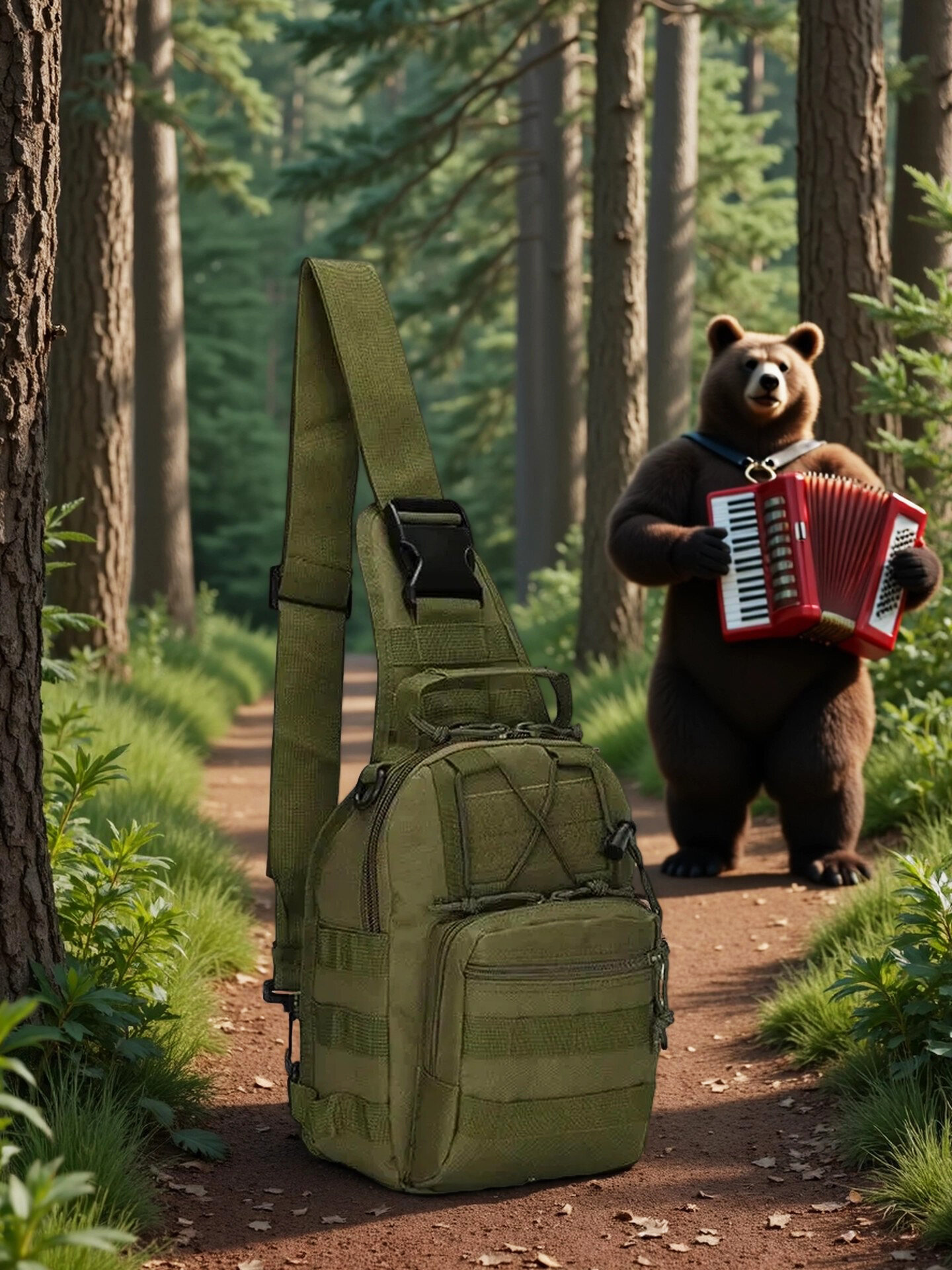 Нагрудная тактическая сумка через плечо с одной лямкой, оливковый