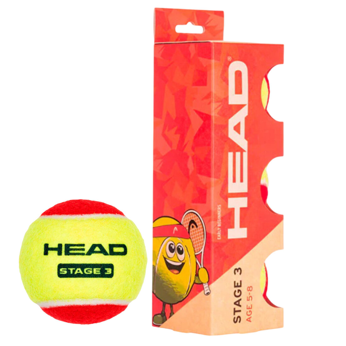 Мячи для тенниса детские без давления HEAD Stage 3 Red, 3 шт