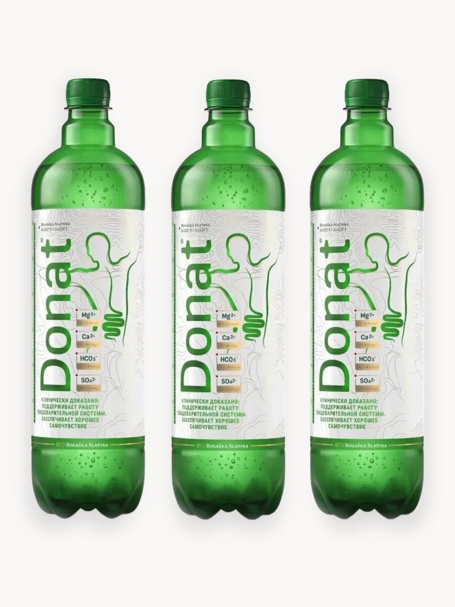 Вода минеральная Donat Mg (Донат Мг) 3 шт. по 1л, газированная, пэт