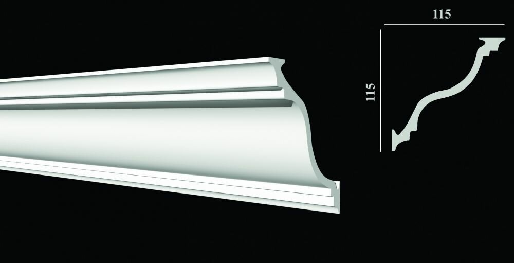 Карниз Decor-Dizayn DD504 Белая Лепнина Д2000хВ115хТ115 / Декор Дизайн.