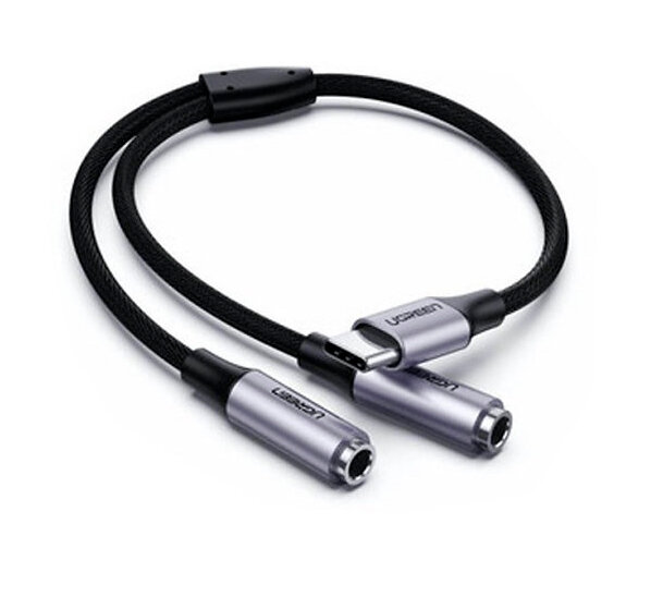 Разветвитель UGREEN AV144 (30732) USB Type C Male to 3.5mm 2 Female Audio Cable - 20см
