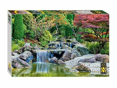 Пазл 500 деталей: Каскадный водопад в японском саду