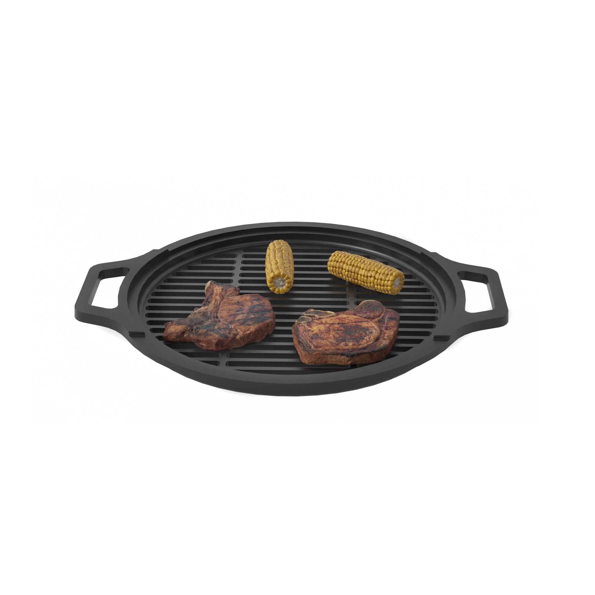 Решетка чугунная круглая "стейк" 380мм ( с ручками)