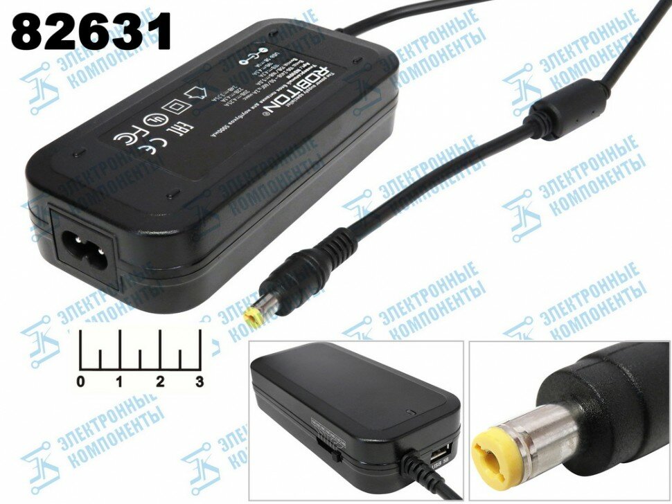 Блок питания 15-24V 3.75-5A + USB 5V 1A Robiton NB90W универсальный (восьмерка)
