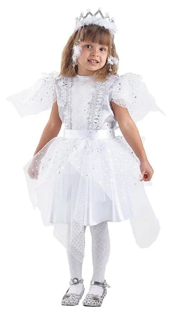 Карнавальный костюм для девочки "Снежинка серебряная" размер 122 - 64