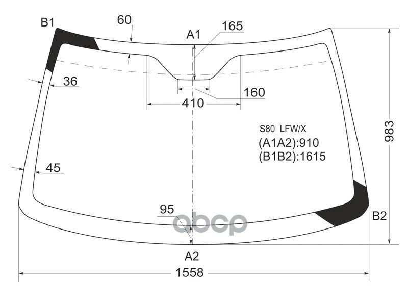 Стекло лобовое VOLVO S80 98-06 XYG арт. S80 LFW/X