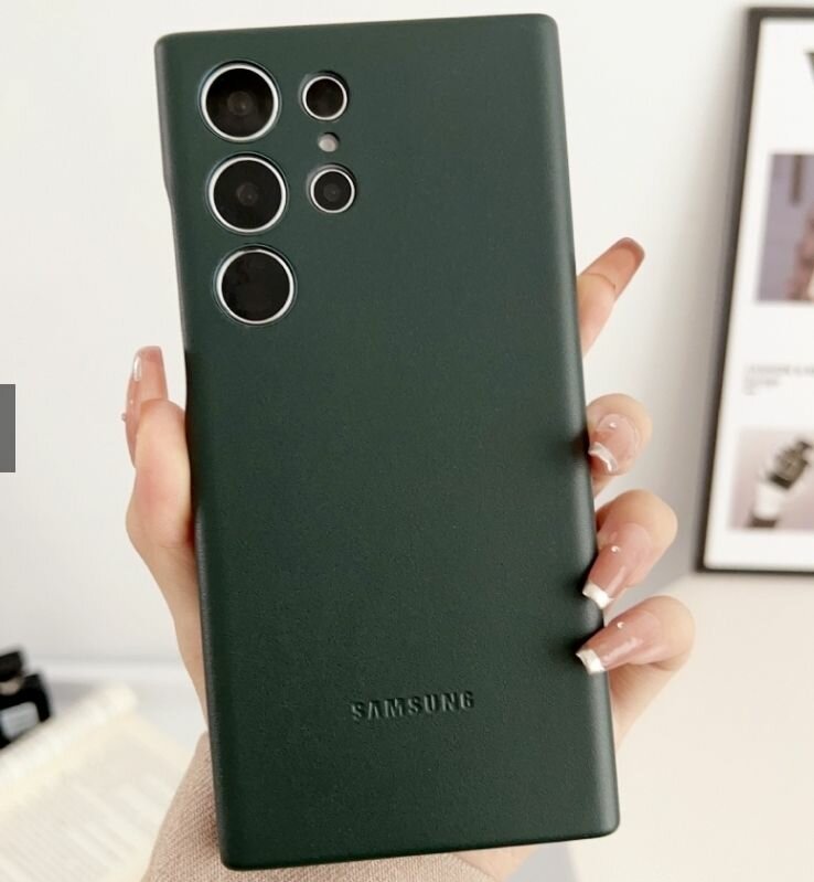Кожаный чехол на Samsung S23 Ultra / Зеленый чехол на Самсунг С23 Ультра