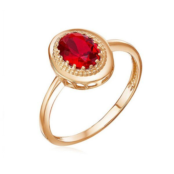 Кольцо, красное золото, 585 проба, рубин синтетический