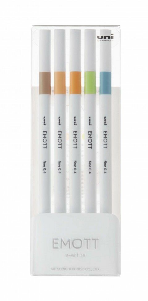 Набор линеров EMOTT № 6, 5 шт в наборе (сакс-синий, бежевый, светло-зеленый, оранжево-желтый и светло-оранжевый).