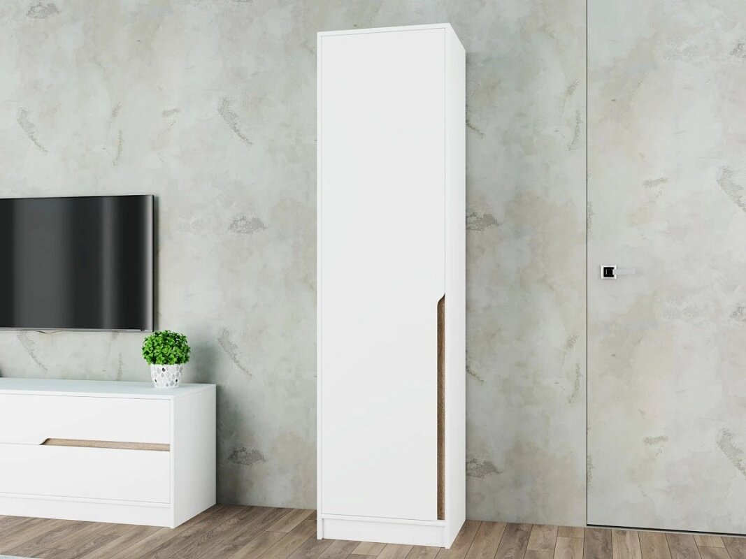 Шкаф распашной МебельЛэнд24 Бонди - 1 Белый 50x60x190 для одежды однодверный