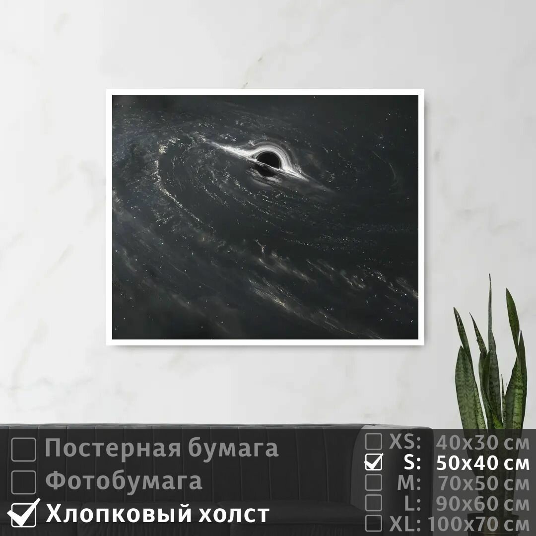 Постер на холсте Черная Дыра В Космическом Пространстве 50х40 см ПолиЦентр