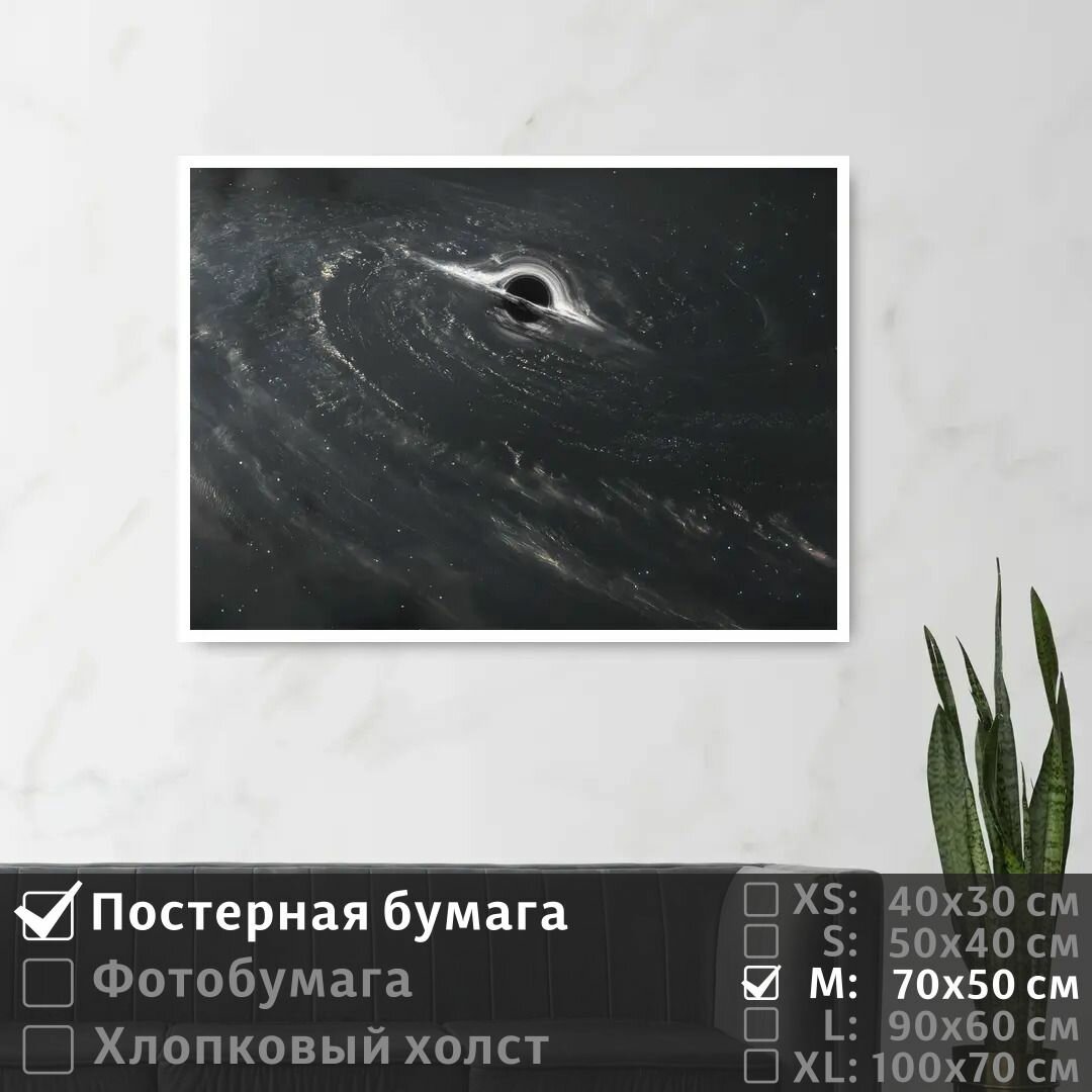 Постер на стену Черная Дыра В Космическом Пространстве 70х50 см ПолиЦентр