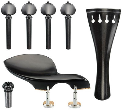Viola accessory set Acura Meister Ultimo AS-ASGRL552 - Ultimo grade viola accessory set of ebony with ebony trim. Hill pegs, tailpiece of round design, Guarneri chin rest with English mount and inSight end pin.