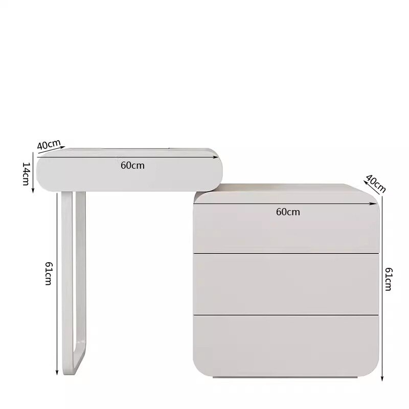 Туалетный столик с тумбой и зеркалом 60 см Solo Bianco (Стол 60см + тумба 60см)