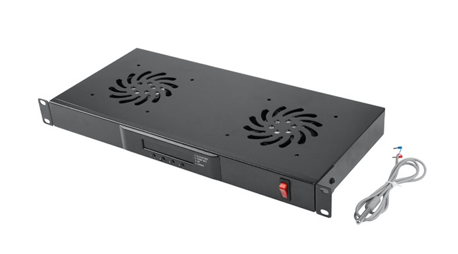 Модуль вентиляторный Wize Pro [W1UFAN2CP] 19", 1U с термостатом и 2-мя вентиляторами