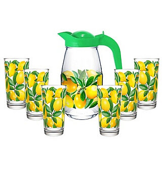 Н-р для воды 7пр. (кувшин + 6 стаканов) Лимоны Декостек 1607/6-Д