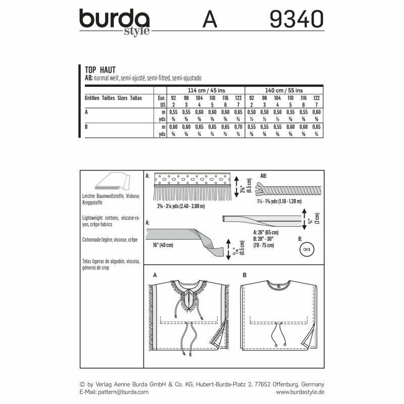 Выкройка Burda 9340 - Топ — фото 1