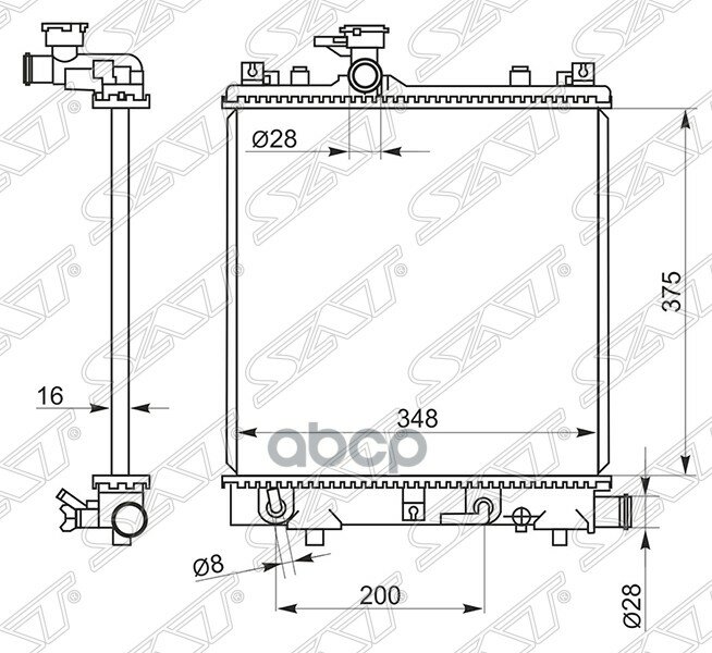 Радиатор Mazda Flair 12-17 / Nissan Roox 09-13 Sat арт. SK0003-2