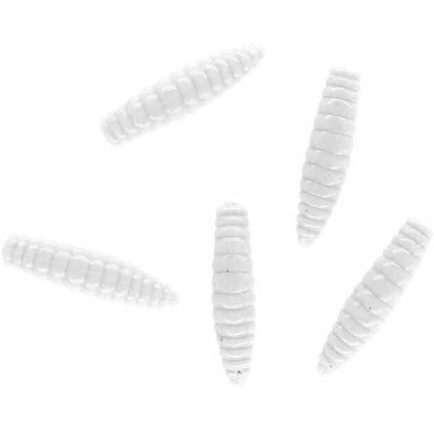 Личинка крупная силиконовая Mikado TROUT CAMPIONE FAT GRUB (чеснок) 3.4 см, 1 г, WHITE (6 шт.)