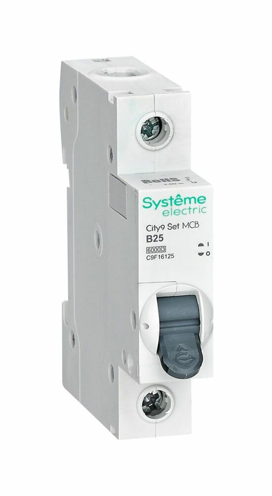 3 шт. Systeme Electric City9 Set Автоматический выключатель (АВ) B 25А 1P 6kA 230В, C9F16125