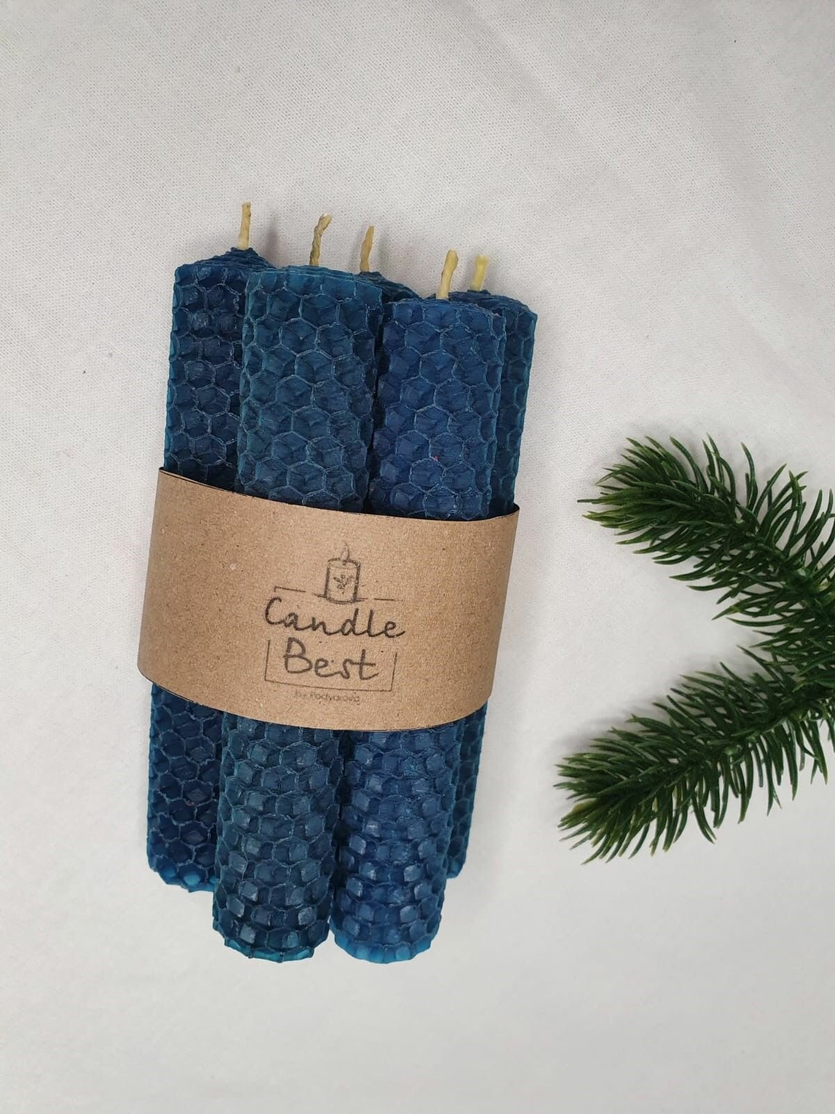 Набор свечей из вощины синий 5шт