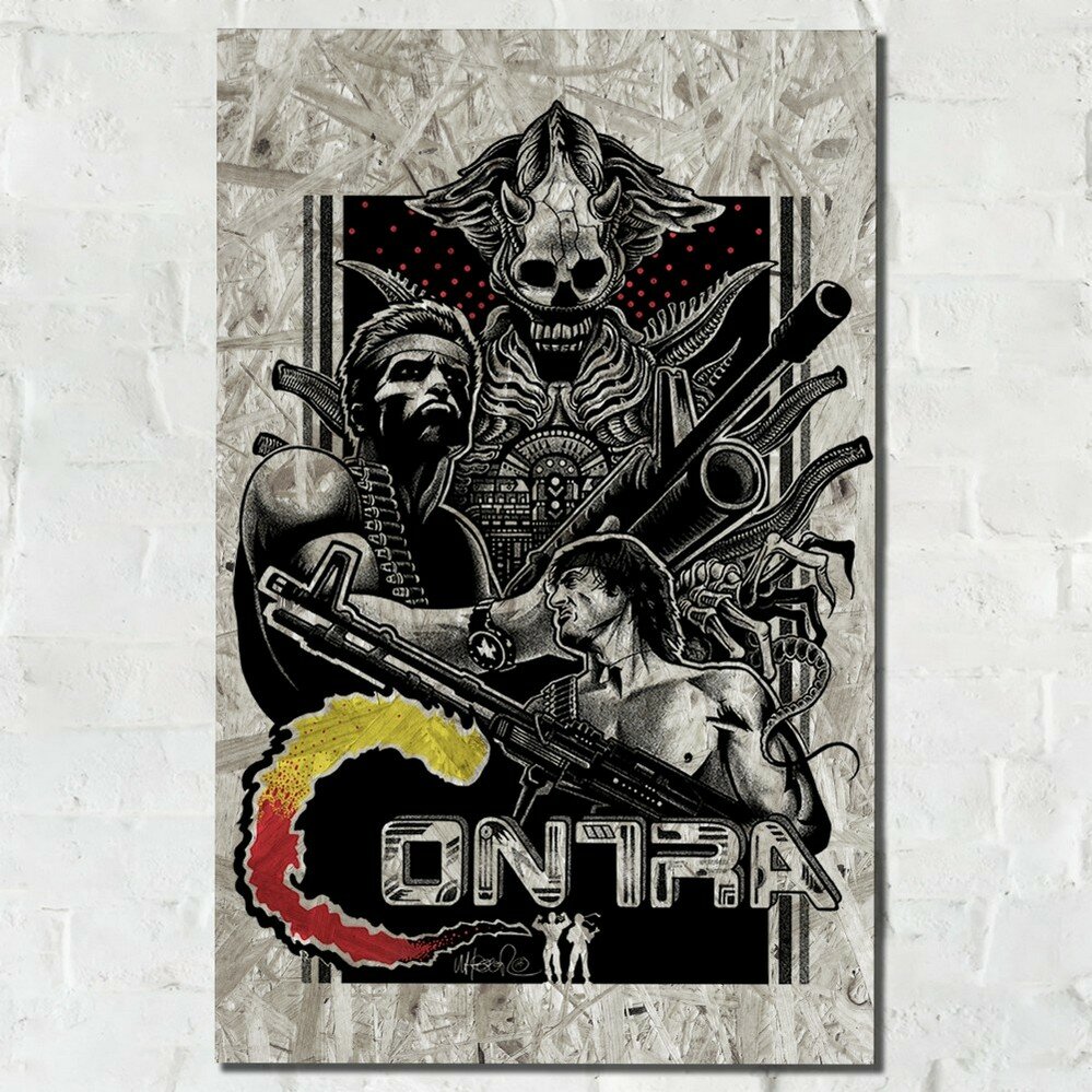 Картина интерьерная на рельефной доске игра Contra (Сега, Денди, 16 bit, 8 bit) - 13566 В