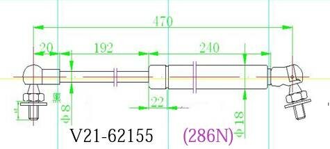 Амортизатор капота JETT V21-62155 JETT V2162155