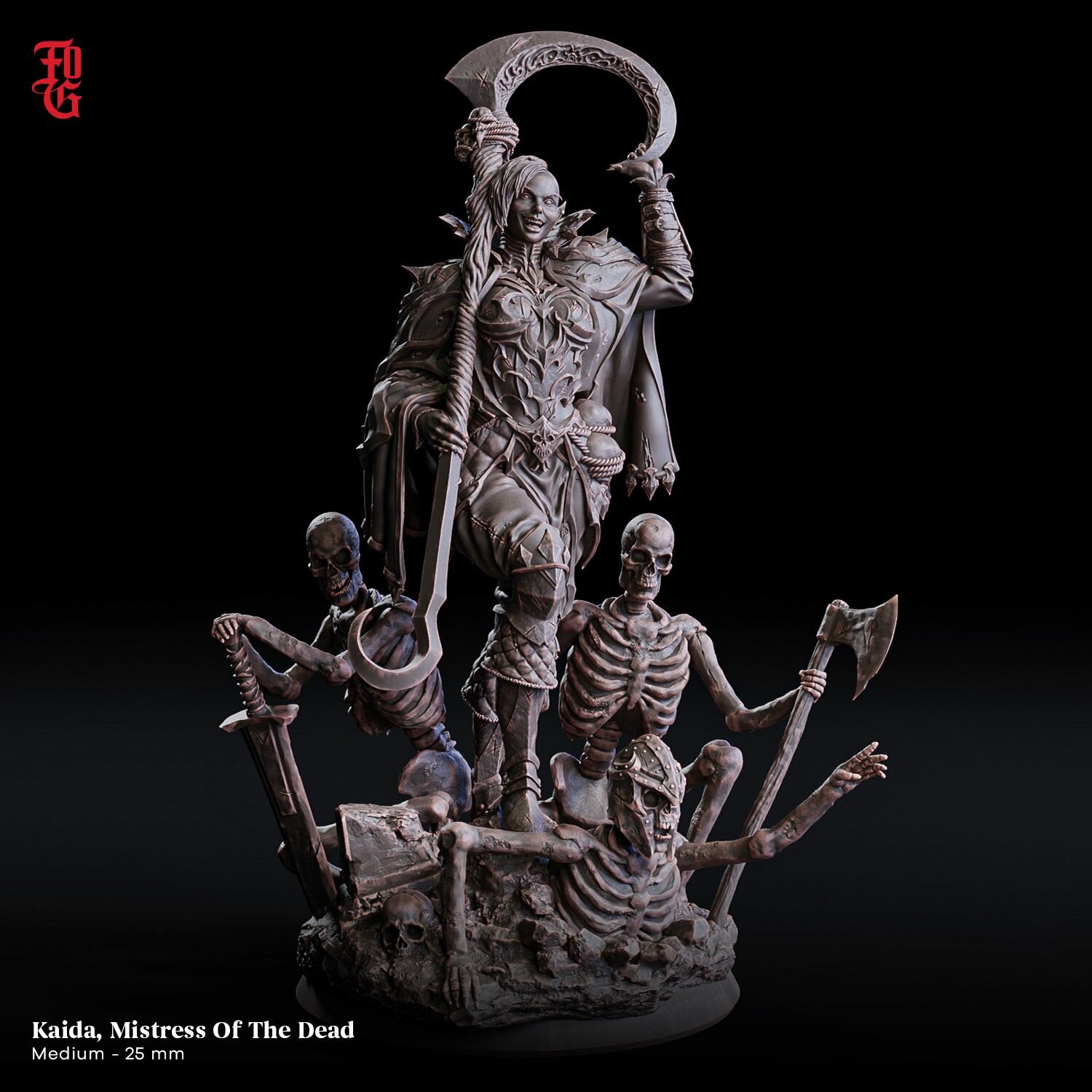 Миниатюра D&D "Кайда, Владычица Мертвых (маг дроу)" 32 мм (DnD, Dungeons & Dragons, ДнД, Подземелья и Драконы, Pathfinder)