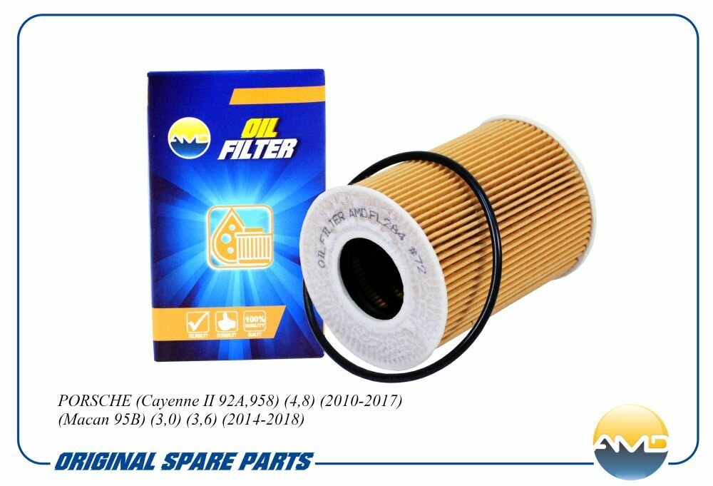 Фильтр масляный 0PB115466 AMD. FL284 для PORSCHE Cayenne II 92A,958 4,8 Macan 95B 3,0 3,6