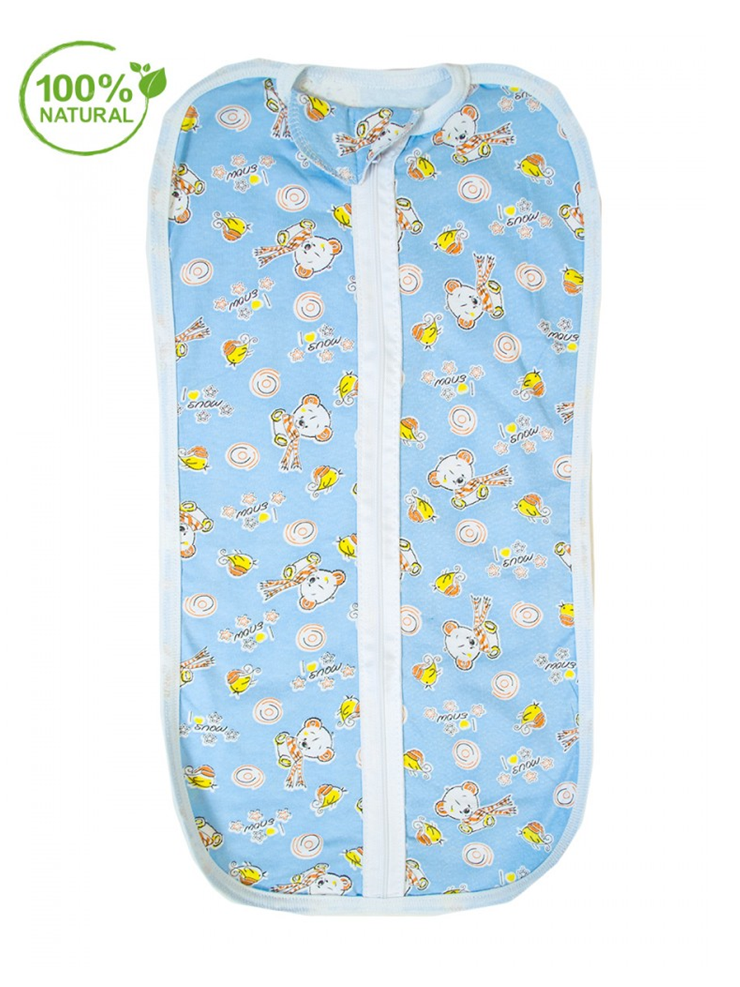 Пеленка-кокон на молнии голубой мишки 40 рост 62 см