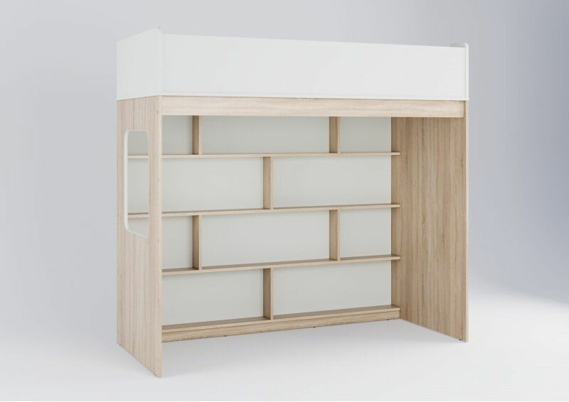 Кровать чердак Легенда C602 сонома/белый , размер матраса: 190x80