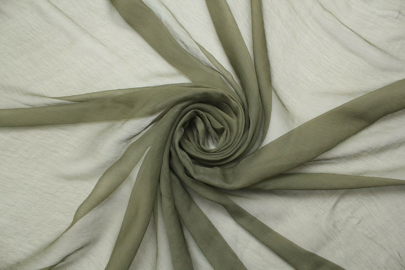 Ткань Шёлк-шифон-креш тёмно-зелёный , ш130см, 0,5 м