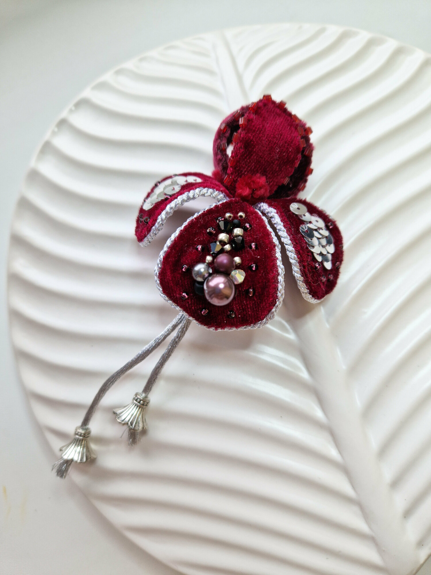 Брошь, жемчуг Swarovski синтетический