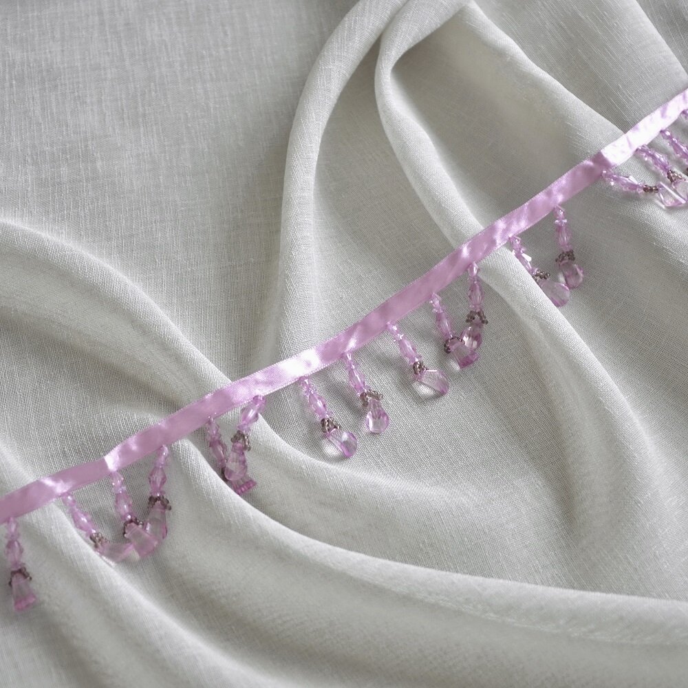 Бахрома 20 м для штор из стекляруса на ленте, ширина 4,5 см, цвет сиреневый