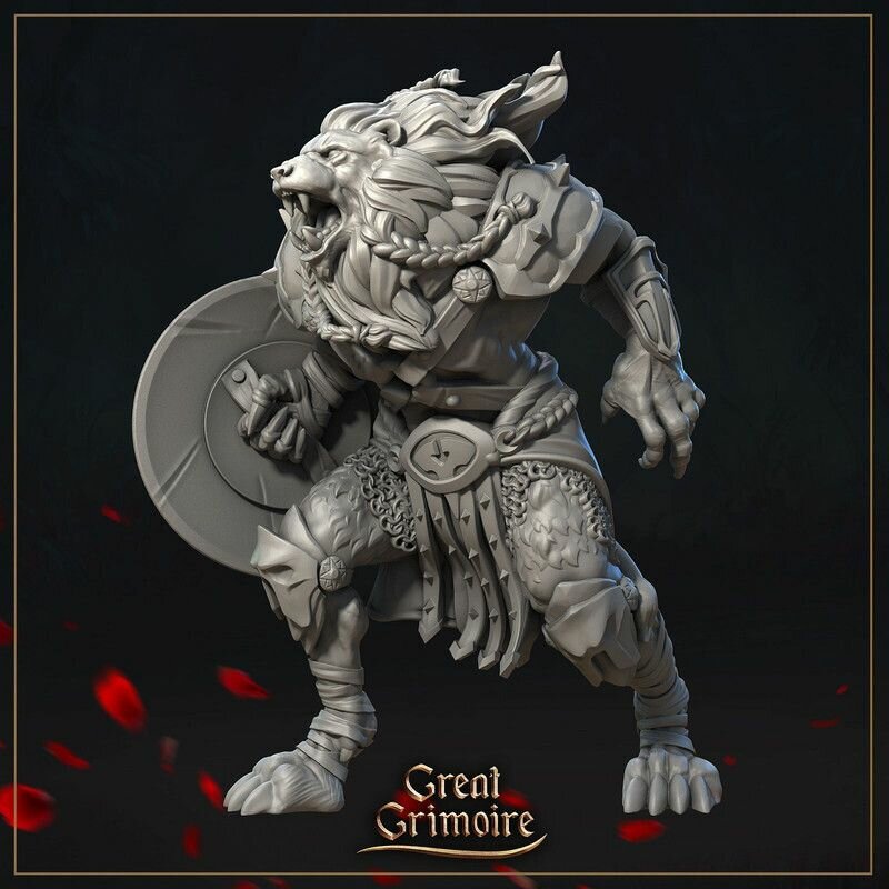 Лев Табакси - Паладин 40мм (Воин, Варвар, Файтер) миниатюра для DnD (ДнД) и других Настольных игр( НРИ, Варгеймов или РПГ), фентези тематика