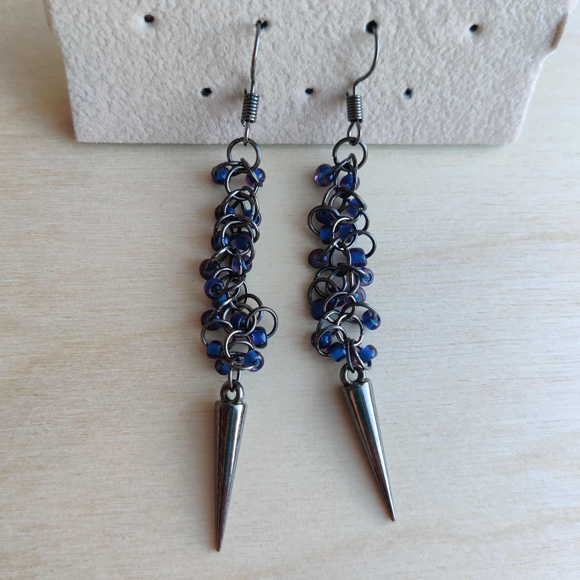 Серьги Hope's jewelry, бисер, стекло, размер 75 мм, темно-синий — фото 1