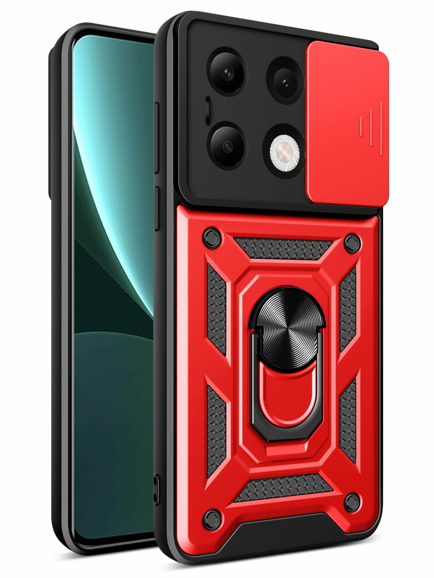 Чехол противоударный armors для Xiaomi Redmi Note 13 4G / Редми Нот 13 4G с защитой камеры (Красный)