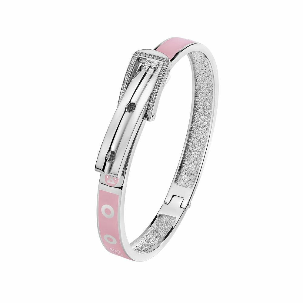 Жесткий браслет, серебро, 925 проба, родирование, эмаль