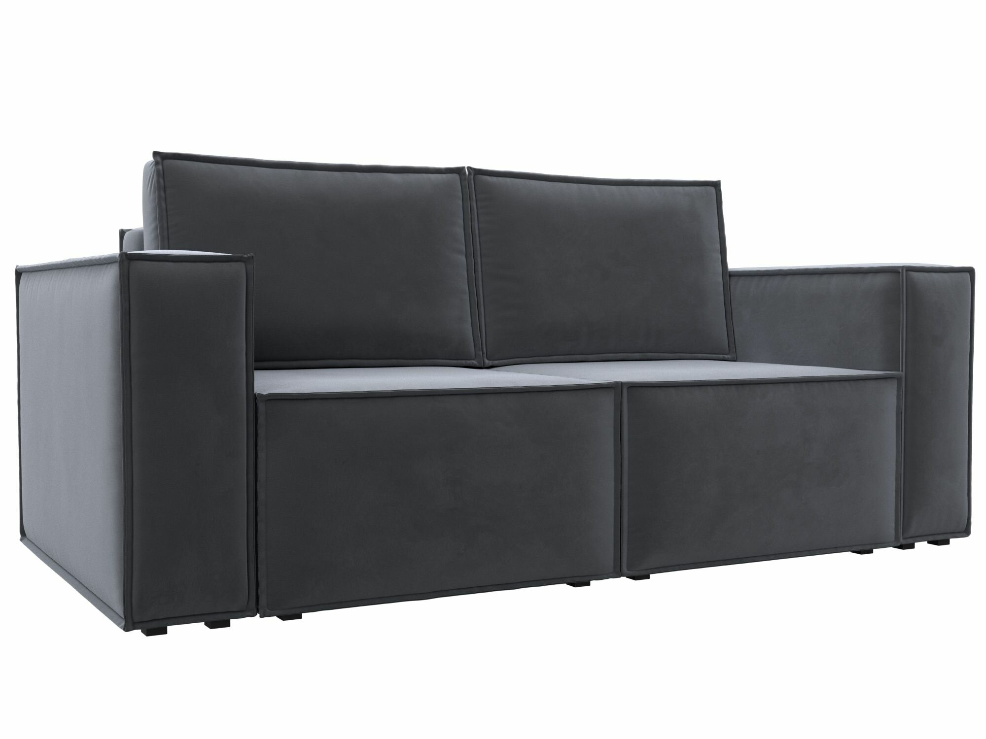 Диван прямой Куба мини, велюр, механизм раскладушка, серый, 180x108x94см. Хит Диванов