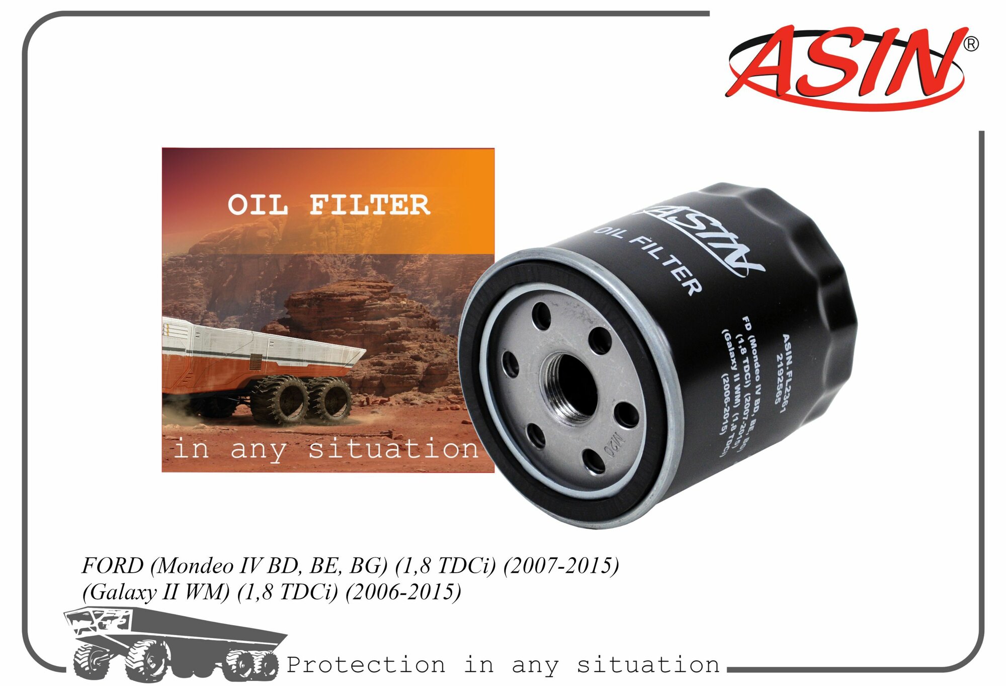 Фильтр масляный 2192565 ASIN. FL2361 для FORD Mondeo IV BD, BE, BG 1,8 TDCi 2007-2015 Galaxy II WM 1,8 TDCi 2006-2015